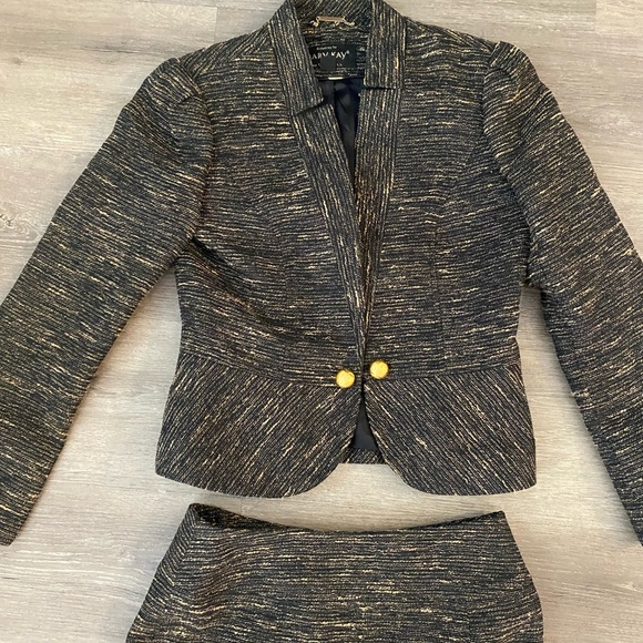 Mary Kay | Jackets & Coats | Mary Kay Gray Black Suit Set Blazer And ...